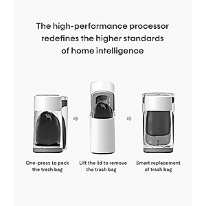 TOWNEW T3 Slim 3.4-Gallon Smart Trash Can with Automatic Open Lid | Diaper Pail | Self-Sealing | Self-Changing| Rechargeable, White, Small