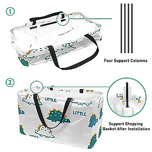 Dinosaur Full Print Large Capacity Laundry Organizer Tote Bag - Reusable and Foldable Oxford Cloth Shopping Bags