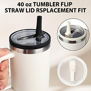 2PCS 40 oz Tumbler Flip Straw Lid Replacement fit for Quencher and Traveler,Spill Proof Splash Resistant Tumbler Lids,Reusable Tumbler Cover for flip straw lid