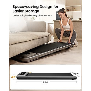 UREVO Under Desk Treadmill, Walking Pad Treadmill with Large Running Area, 2.25HP Treadmills for Home, Desk Treadmill for Office Under Desk with 265lbs Weight Capacity (Gray)