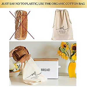 EXTRA LARGE Bread Box with 2 Lids - Metal & Bamboo Lid - White Metal Bread Box for Kitchen Countertop - Holds 2+ Loaves - Farmhouse Bread Box - Bread Storage Ventilation Holes - XXL Bread Bag