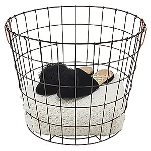 Realspace® Round Metal Wire Basket With Handles, Large Size, Black/Copper