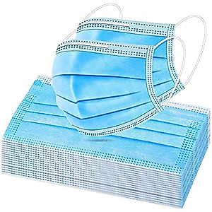 [Pack of 2000] Fuye Blue Disposable Face Masks | Protective 3-Ply Breathable Comfortable Nose/Mouth Coverings for Home & Office | Elastic Ear Loop 3-Layer Safety Shield for Adults/Kids.