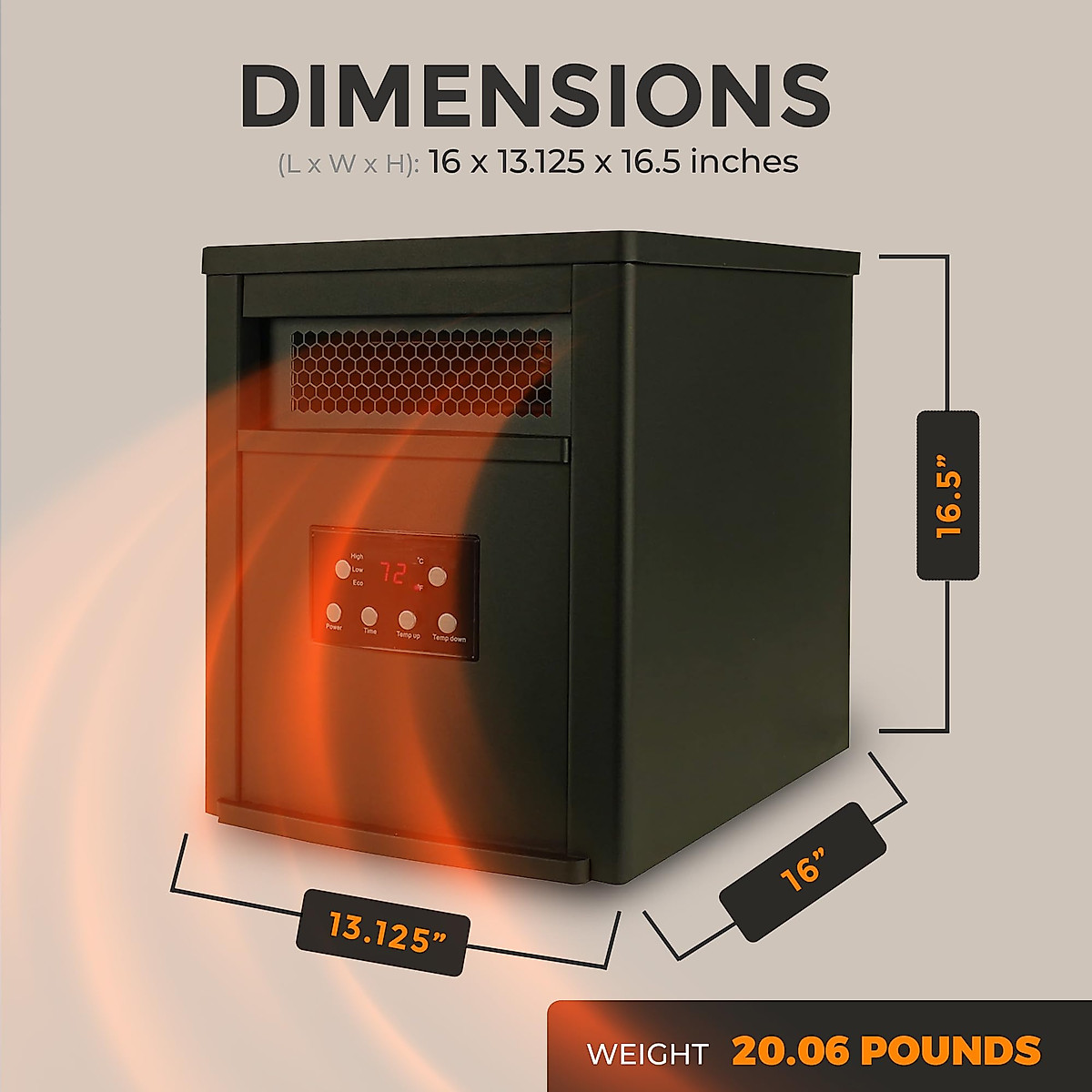 LifeSmart Infrared Quartz Space Heater, 1500W Portable Electric Heater with Remote, Black