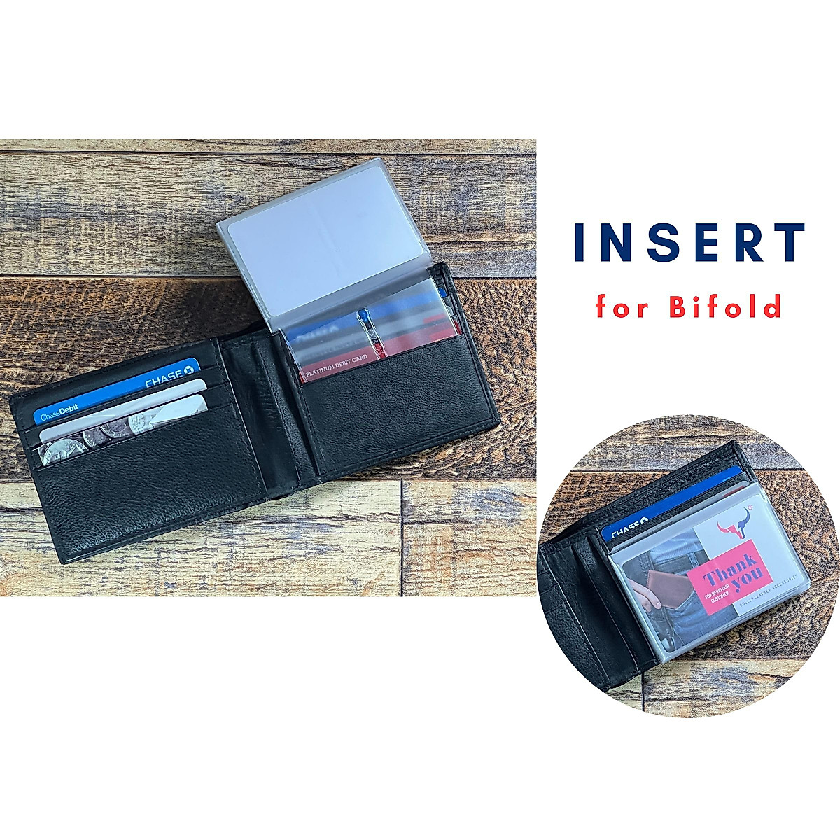 Bullz Heavy Duty Vinyl 6 Pages Insert for Bifold or Trifolds Wallet(Set of 2 )