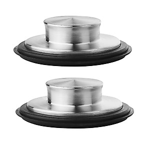 ROYALEAD 2pcs Sink Bath Plug 86mm Stainless Steel Chain Hook Simple Installation for Kitchen Bath Sink Drain Stopper Plug