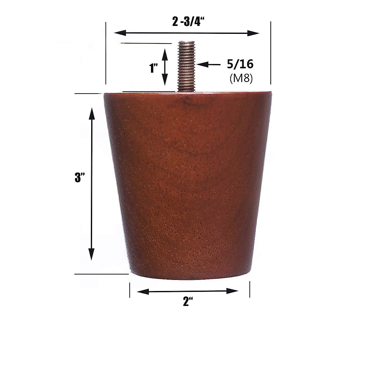 Sweet Melodi Round Wood Sofa/Couch/Chair/Ottoman Solid Wood Leg Walnut Finish (4 Inches,Set of 4)