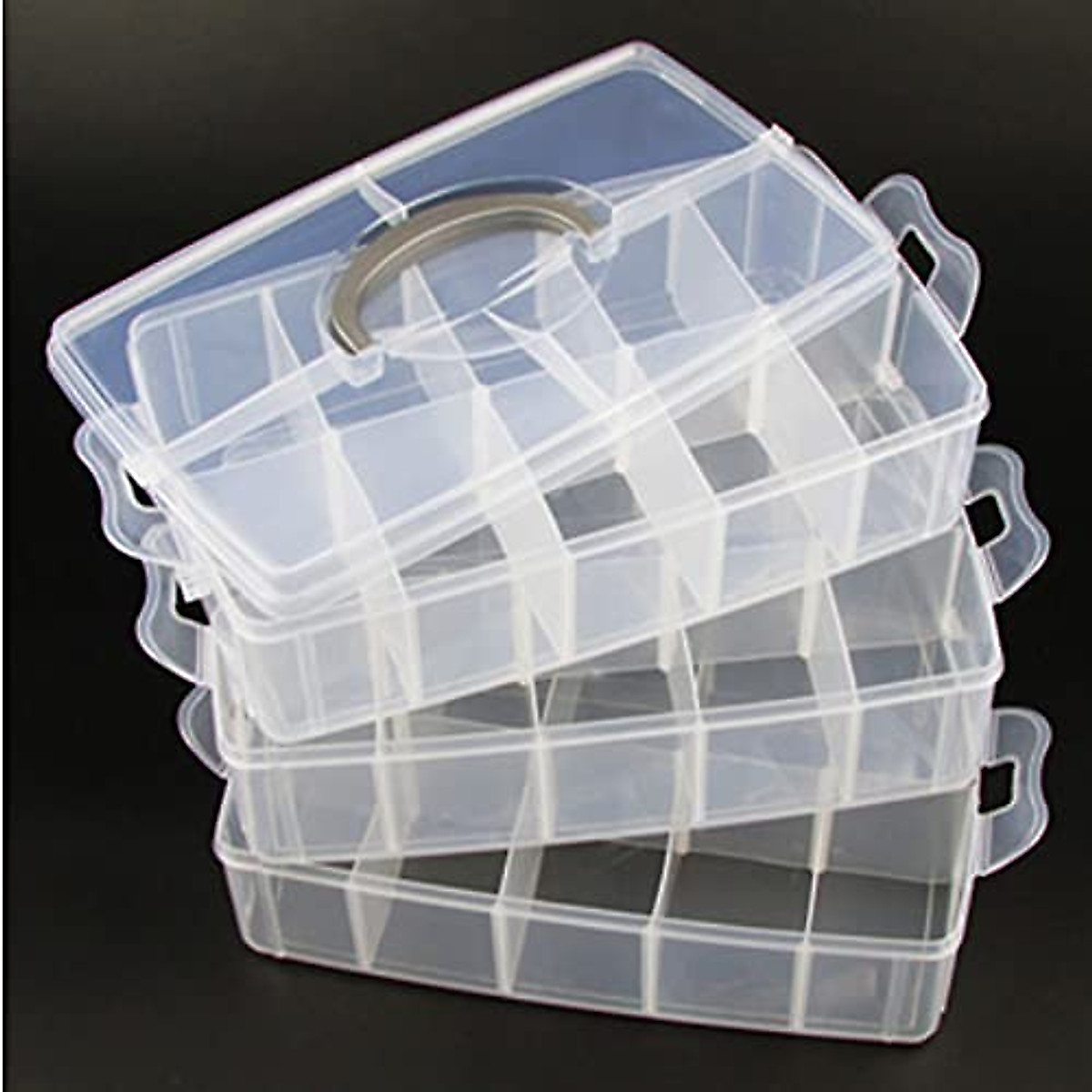 JforSJizT Washi Tape Box Organizer Storage,Divider Closet Container,3 Layers Detachable with 30 Adjustable Compartments, Masking Tape Desktop Tape DIY Sticker Roll Tape Cutter Holder Storage