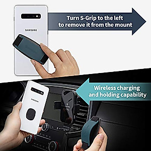 Sinjimoru Detachable Phone Grip Kickstand for Wireless Charging Compatible Phone Finger Holder for iPhone 12 & Smartphones. Sinji Mount S-Grip Black