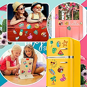 BABORUI 12Pcs Hawaii Diamond Painting Magnets, Beach Fridge Magnet Diamond Painting Kits for Adults Kids Toddlers, Small Magnets Diamond Art Kits for Crafts Home Decor
