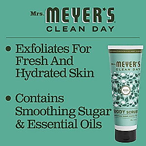 MRS. MEYER'S CLEAN DAY Exfoliating Body Scrub, Sugar Scrub that Leaves Skin Feeling Hydrated & Fresh, Made with Essential Oils, Basil, 8 oz