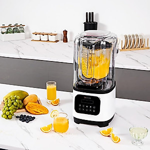 VEVOR Professional Blender with Shield, Commercial Countertop Blenders, 68 oz Jar Blender Combo, Stainless Steel 9 Speed & 5 Functions Blender, for Shakes, Smoothies, Peree, and Crush Ice, White
