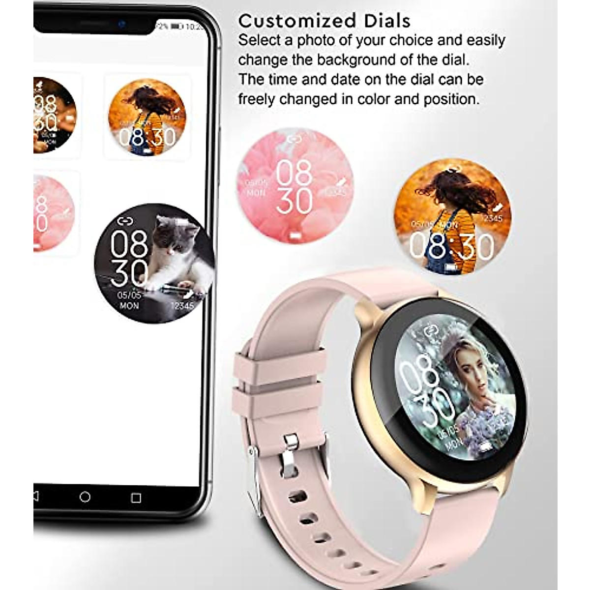 Yihou Smart Watch (Make/Answer Call) Fitness Tracker Waterproof Pedometer Step Counter Smart Watch with Text and Call Sport Smart Watch for Android Phones Compatible iPhone Smartwatch for Women Men