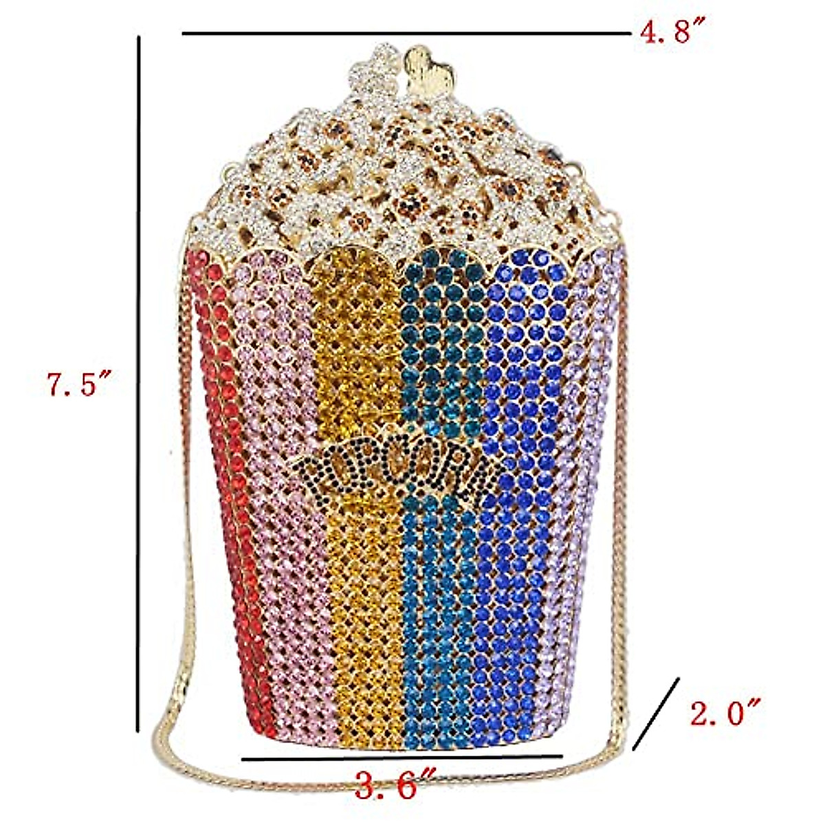 DJBM Luxury Women Popcorn Rhinestone Clutch Evening Bag Crystal Clutch Purses Diamond Clutch for Women Evening Party, Multicoloured