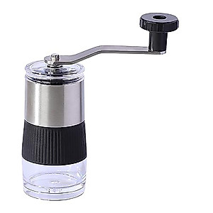 ＫＬＫＣＭＳ Coffee Grinder, Conical Burr Mill, Ceramic Burrs, Coffee Beans Mill Hand Crank Coffee Mill Manual Grinder for Outdoor Camping Travel, Silver