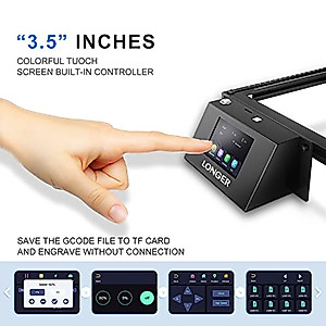 Longer RAY5 Laser Engraver 60W, Laser Engraver 10W Output Power, 32-bit Motherboard, Compresed Spot CNC, App Offline Control, DIY Engraver Tool for Metal/Glass/Wood, Engraving Area 15.7"x15.7"