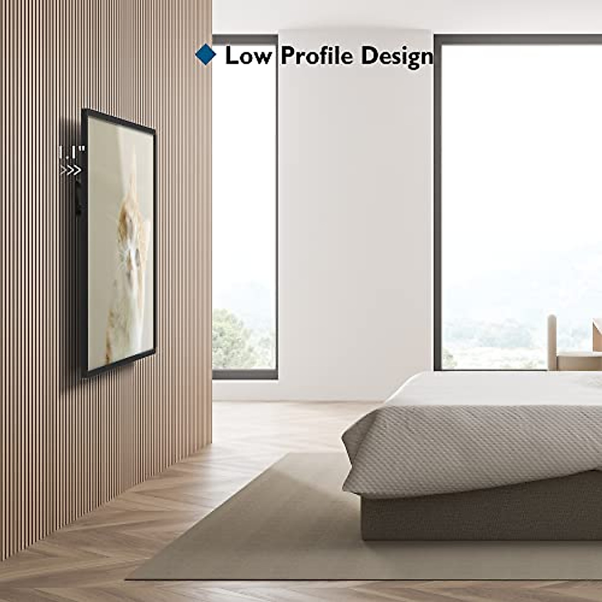 BONTEC No-Stud TV Wall Mount for 26-55 inch LED LCD OLED Plasma Flat/Curved TVs, with Max VESA 400x400mm, No Damage Drywall Studless TV Wall Mount, Bubble Level and Cable Ties Included