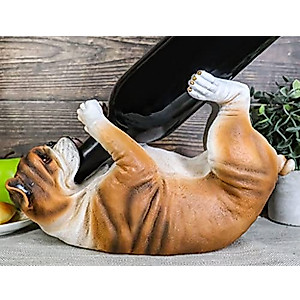 Ebros Lifelike Purebreed Pedigree Canine Adorable American Bulldog Dog Wine Bottle Holder Figurine Statue As Kitchen Wine Cellar Centerpiece Decor Storage Organizer (American Bulldog)
