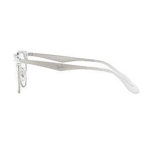 Ray-Ban RX6396 Round Prescription Eyeglass Frames, Silver White/Demo Lens, 51 mm