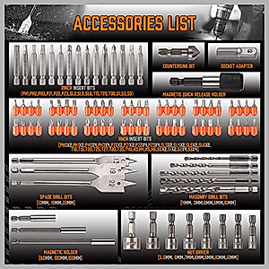 HORUSDY Impact Drill Bit Set, 112-Pieces 1/4" Hex Shank Impact Driver Bits & Screwdriver Bits Set for Screw Driving and Wood Metal Cement Drilling