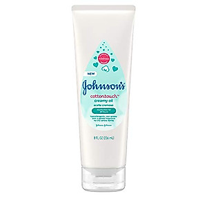 Johnson's CottonTouch Moisturizing Creamy Oil for Baby, Body Lotion with Real Cotton and Gentle Fragrance, Hypoallergenic, Non-Greasy, Paraben-Free, Phthalate-Free and Dye-Free, 8 fl. oz