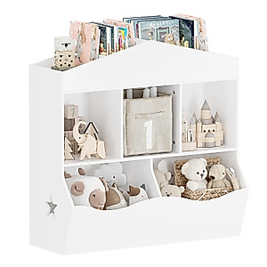 GAOMON Kids Toy Storage Organizer Wooden Kids Bookshelf Open Storage Cubby Children Small Bookcase Multifunctional Book Cabinet for Nursery,Playroom,Bedroom,Living Room,White
