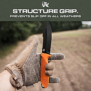 ODENWOLF HUNTER - Hunting Knife with Sheath - Strong Stick Tang Fixed Blade Knife - Made of 420 Steel - Tactical Hunting Knives with Hard Sheath with Non-Slip TPE-Handle