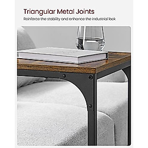 VASAGLE C-Shaped End Table, Side Table for Sofa, Couch Table with Metal Frame, Small TV Tray Table for Living Room, Bedroom, Rustic Brown and Black