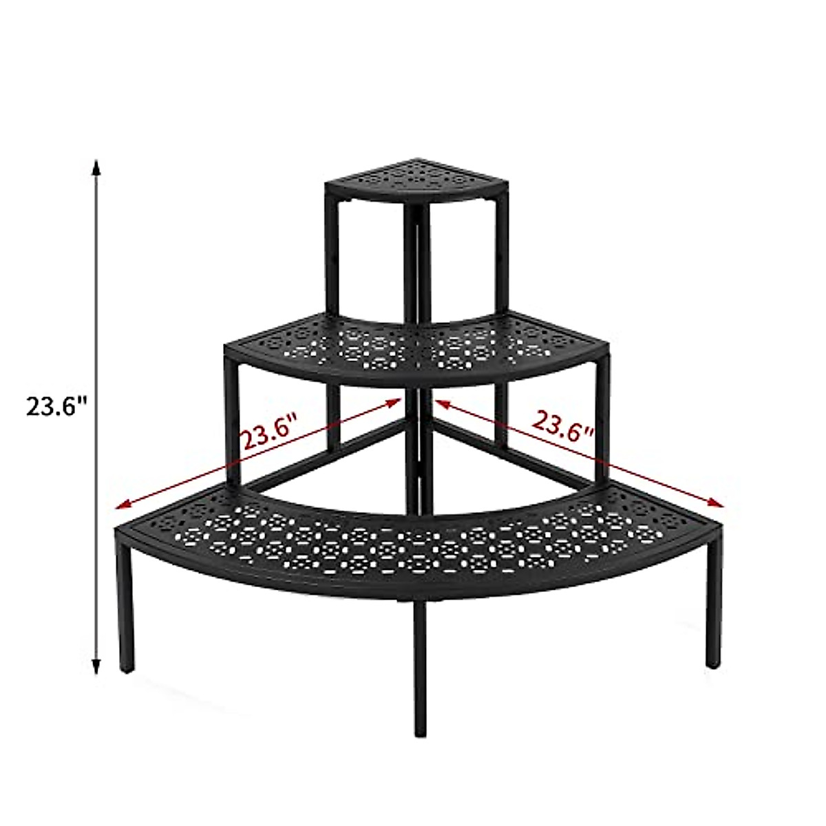 3-Tier Metal Plant Stand Indoor - Tiered Outdoor Plant Holder for Flower Pot Display, Garden Ladder Shelf Flower Step Mofesun (Quarter Round)
