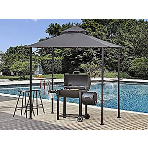 Grill Gazebo Replacement Roof - ABCCANOPY 5x8 Double Tiered BBQ Canopy Top Cover, Outdoor Grill Tent Roof for #L-GZ238PST-11 (Gray)