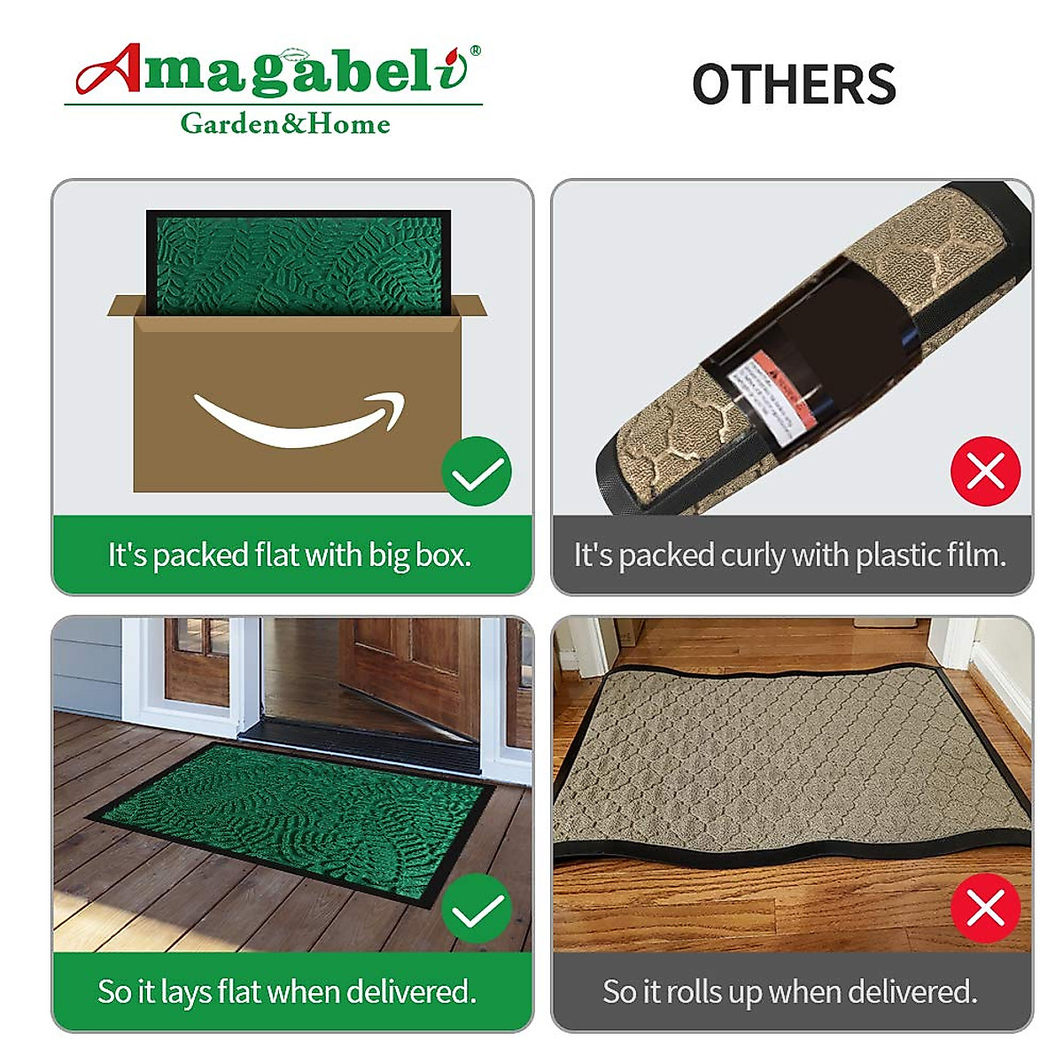 AMAGABELI GARDEN & HOME Large Outdoor Door Mats Rubber Shoes Scraper 36" x 24" for Front Entrance Outside Doormat Patio Rug Dirt Debris Mud Trapper Waterproof Low Profile Washable Carpet BG037