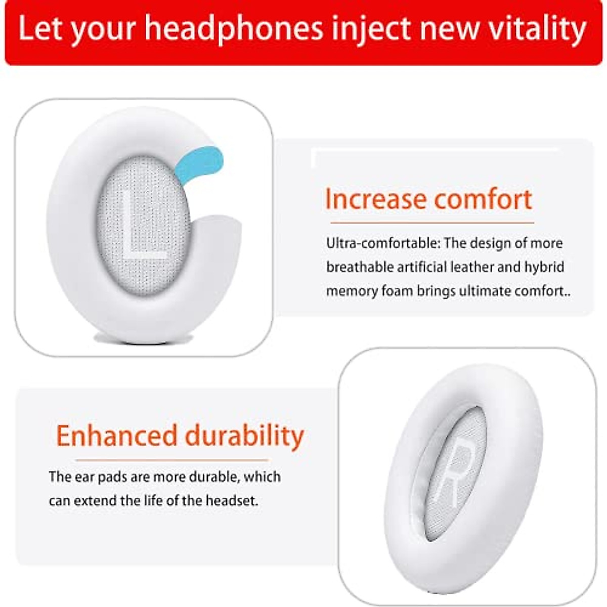 Aiivioll- Replacement Earpads/pad/Pad Set/Ear Cushion Compatible with Bose Soundbar 700 Noise Cancelling Headphones (White)