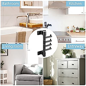 Rotating Coat Hooks for Hanging with 4 Swivel Arms,Multiple Bathroom Wall Mounted Towel Hooks,Heavy Duty Wall Clothes Hooks,Wall Coat Rack Hat Hooks,Shower Sponges Bathrobe Key Holder Hanger (Black)
