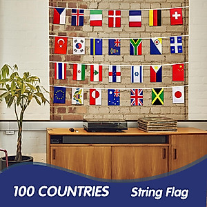 100 Countries String Flag, 82 ft International Flags Bunting Banner, World Flag Banner Decoration for School, Sports Events, Grand Opening, Party