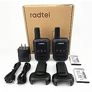 Radtel RT12 Walkie Talkies for Adults Rechargeable 2 Pack, Long Range Handheld FRS Two Way Radio 16CH Handsfree VOX for Camping Hiking (Black)