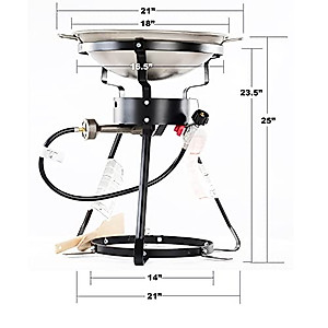 King Kooker 24WC 12" Portable Propane Outdoor Cooker with Wok, 18.5" L x 8" H x 18.5" W, Black