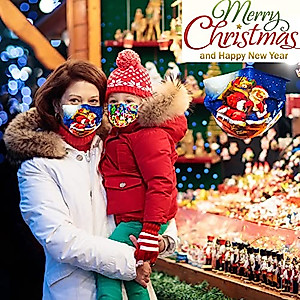 50 Pack Christmas Disposable Face Mask Individually Wrapped,3 Ply Print Holiday Mask stocking stuffer Gift