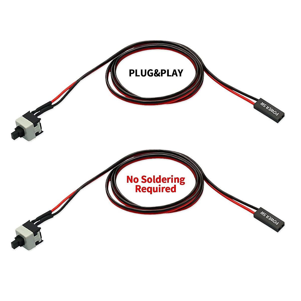 CenryKay Computer Switch Wire Cable on/Off Push Button Restart Line PC Power Switch Cables 45cm (6 Pack 2 Pin)