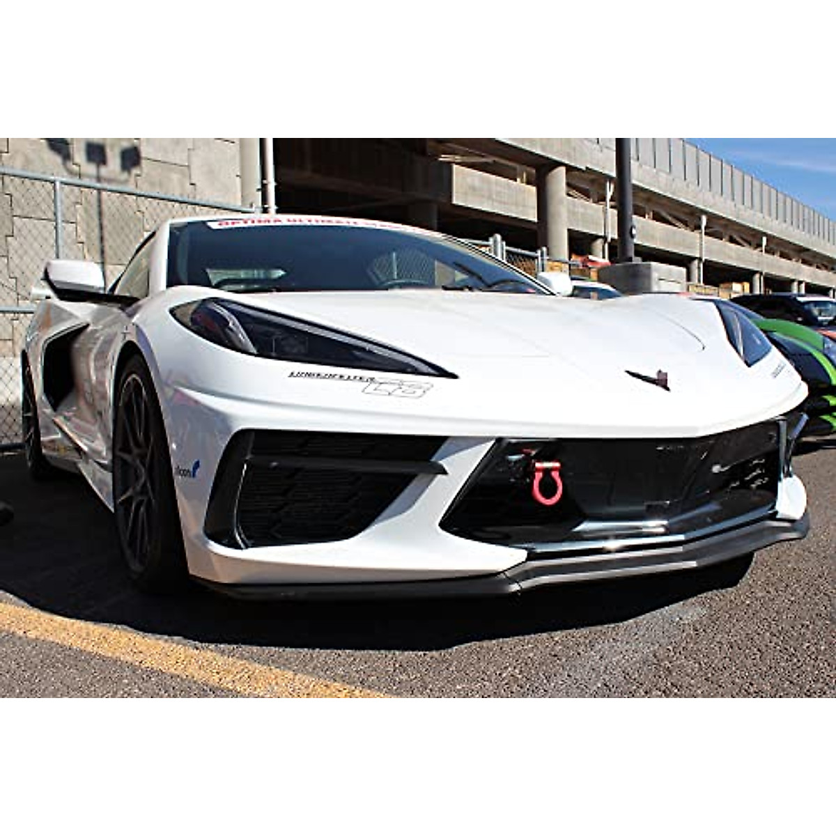 iJDMTOY Red Track Racing Style Front Bumper Tow Hook O-Ring Compatible with Chevrolet 2020-up Corvette C8, Made of Light Weight CNC Aluminum