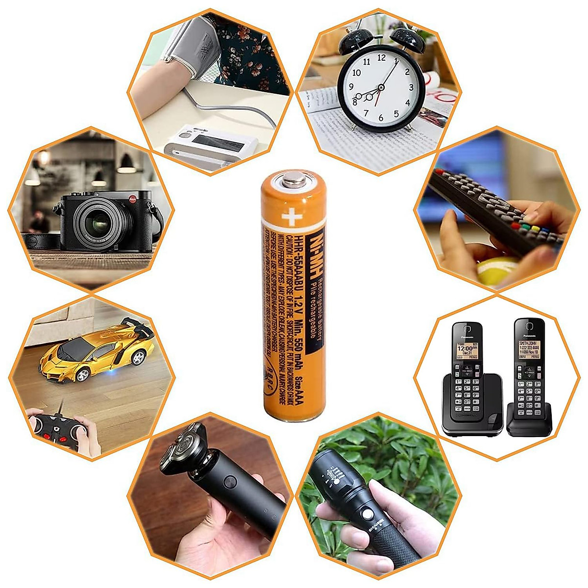 pingju NI-MH AAA Rechargeable Battery 1.2V 550mah 8-Pack hhr-55aaabu AAA Batteries for Panasonic Cordless Phones, Remote Controls, Electronics