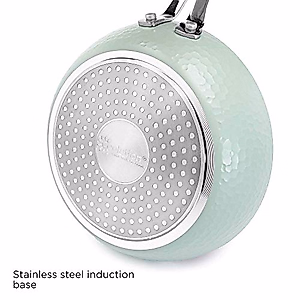 Ecolution Impressions Hammered Non-Stick Frying Pan, Dishwasher Safe, Riveted Stainless Steel Handle, 8 Inch, Sage