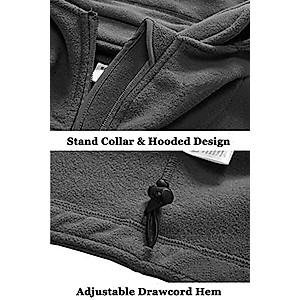 BIYLACLESEN Mens Warm Coat Military Coat Army Coat Hunting Hiking Coat Tactical Fleece Jacket Coat Zip Up Jackets Hoodie Fleece Gray S