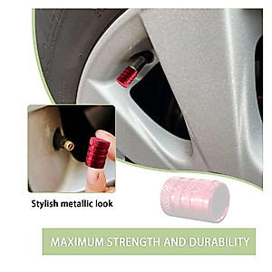 Ziciner 5 PCS Car Tire Valve Stem Caps, Anodized Aluminum Wheel Stem Covers, Corrosion Resistant Car Tire Air Caps, Universal Vehicle Exterior Accessories for Car, Truck, Motorcycle, Bike (Red)