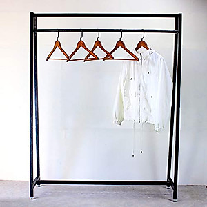 Womio Industrial Metal Clothes Racks with Clothing Hanging Rack, Display Racks for Laundry,Moden Drying Rack Garment Racks,Black Brush Silver