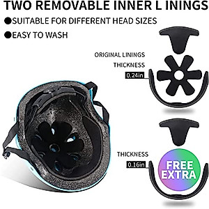 JeeFree Adjustable Gradient Color Skateboard Helmet for 3-5-8-14+Ages【Toddler Kids Youth Adult】 Girls Boys Woman.Bike Helmet for Multi-Sports Cycling Bicycle Scooter Inline Roller Skate Rollerblading