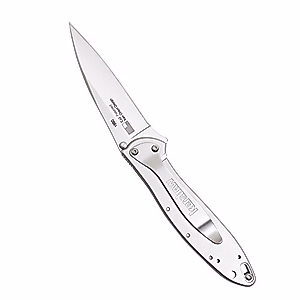 Kershaw Leek Pocket Knife, 3" 14C28N Stainless Steel Drop Point Blade, Spring Assisted Knife, Folding EDC