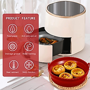 Air Fryer Silicone Liners Air Fryer Liners - 2 Pack Foldable Air Fryer Pot Reusable Air Fryer Baskets 8.5 Inches Round Air Fryer Accessories Replacement for Parchment Liner Paper…