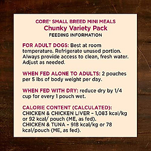 Wellness Core Grain Free Small Breed Mini Meals Chunky Variety Pack, 3 oz (Pack of 12)