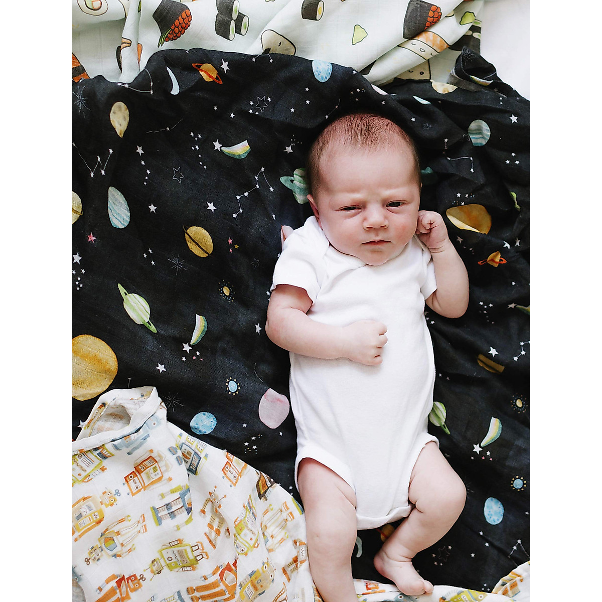 Loulou Lollipop Soft Baby Swaddle Blanket Muslin Wrap Receiving Blanket for Newborn to Toddler Girl and Boy, Large 47” by 47” - Planets…