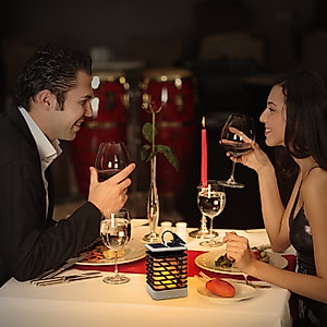 Espier Solar Lantern Outdoor Hanging 75 LED Dancing Flame Effect Solar Table Lights Umbrella Lights for Pathway Patio Yard Garden Decorative Waterproof Auto On/Off